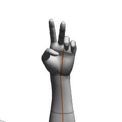 Peace sign / number 2 in hand - CLIP STUDIO ASSETS