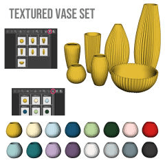 Textured Vase Set - CLIP STUDIO ASSETS