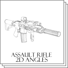 Assault Rifle 2D Angles - CLIP STUDIO ASSETS