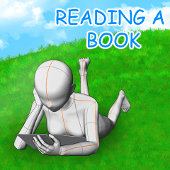 Read a book pose 2 - CLIP STUDIO ASSETS