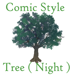 Comic Style Tree ( Night ) - CLIP STUDIO ASSETS