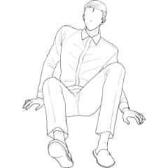 Vector Line Slumped Man - CLIP STUDIO ASSETS