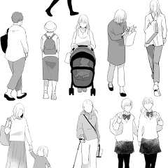 Mob (passerby, female) - CLIP STUDIO ASSETS