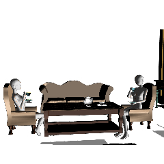 Pose taking tea(woman right) - CLIP STUDIO ASSETS